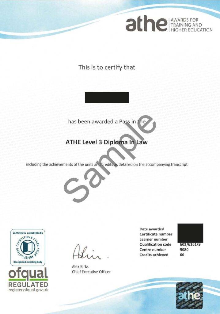 ATHE Level 5 Extended Diploma in Law - LCPS