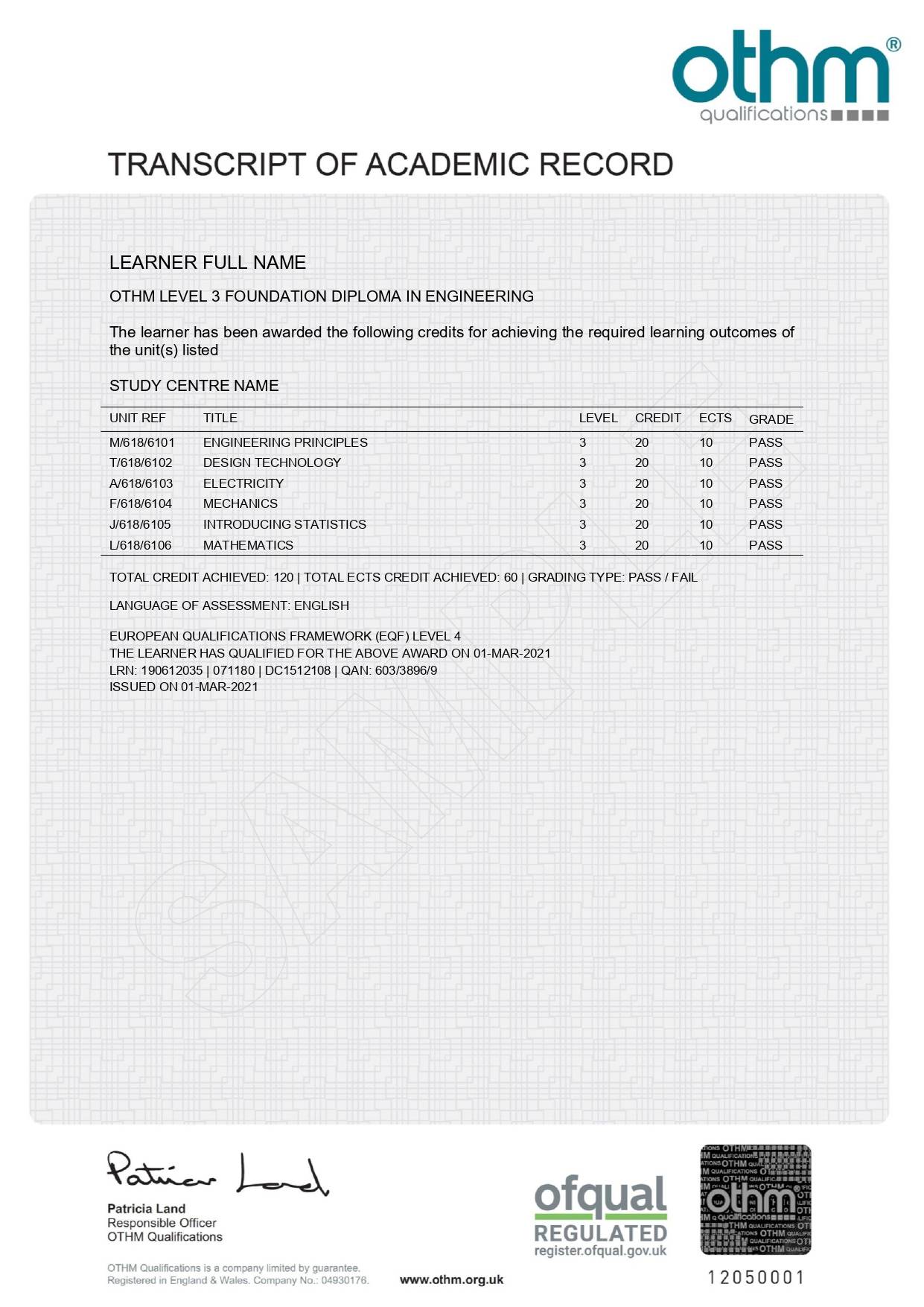 Level 3 Foundation Diploma in Engineering - LCPS